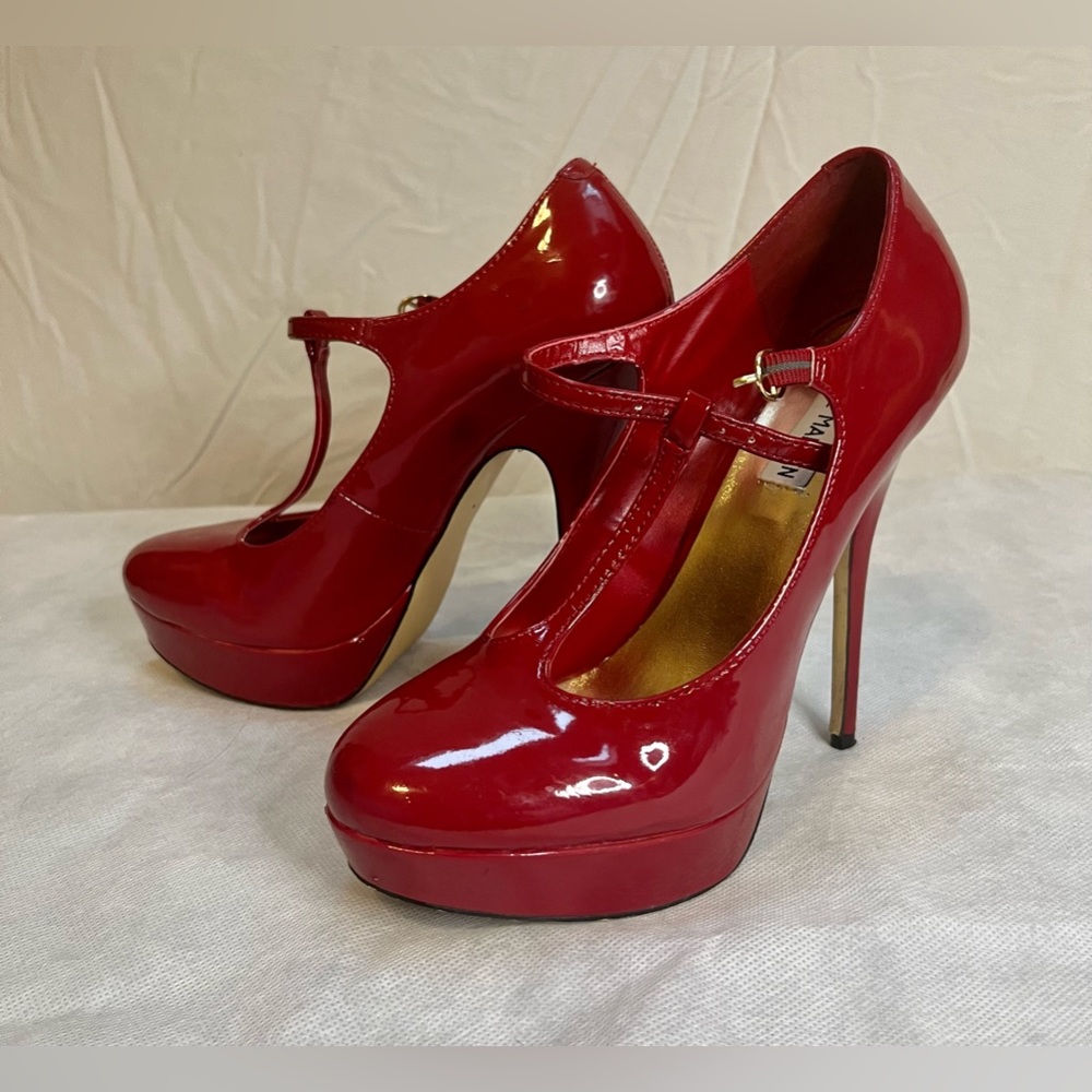 Steve Madden Red Patent Mary Jane Platform Shoes - Gem